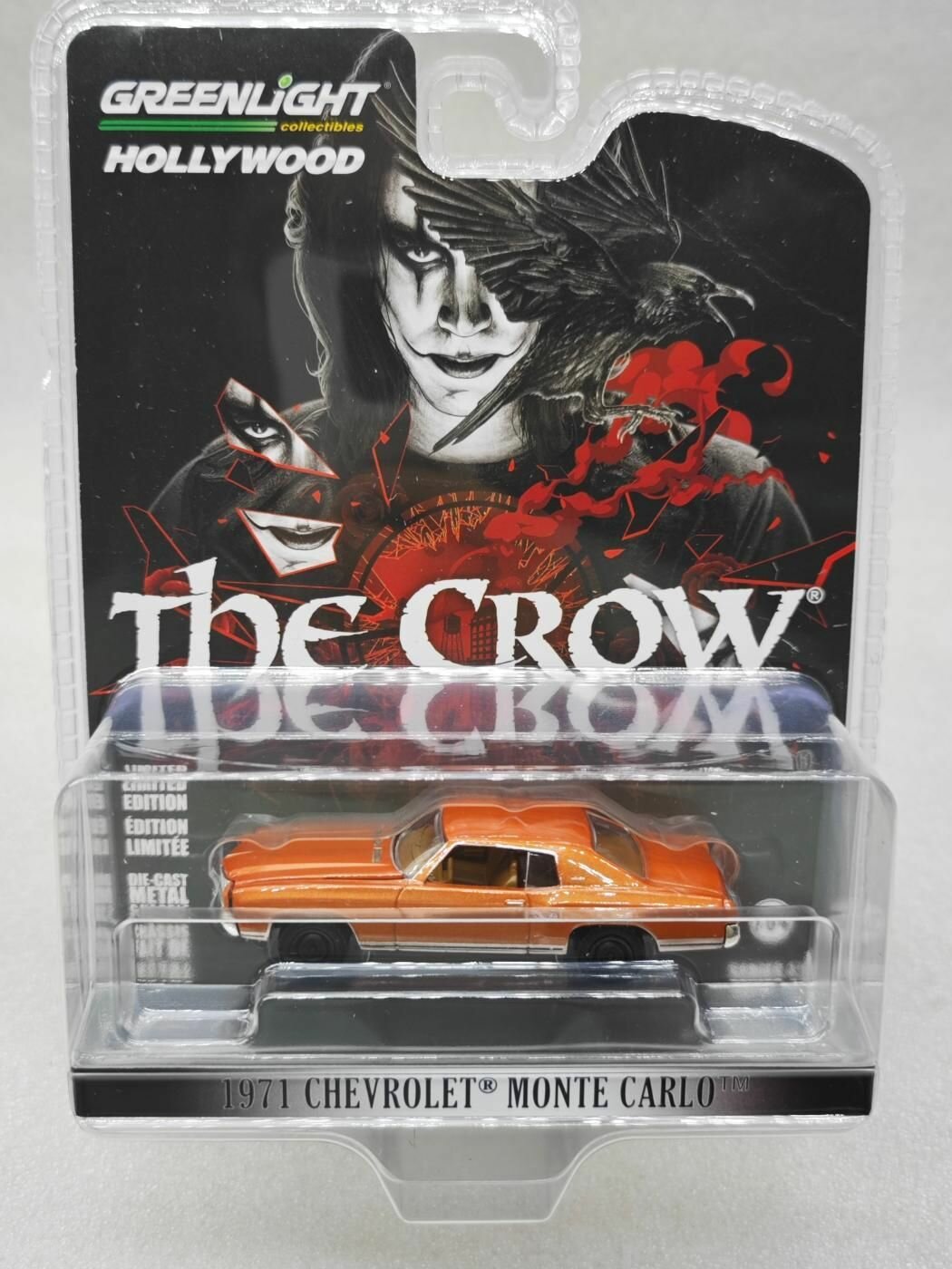 Машинка GreenLight 1/64 Hollywood Series 43- Crow (1994)- 1971 Chevrolet Monte Carlo Die-cast Alloy Car Model Collection Toy Gift