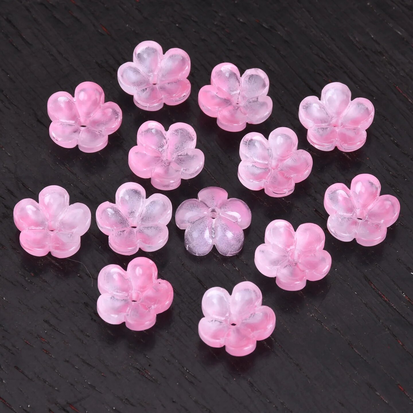 Бусины Orbelle Лэмпворк цветок 10мм 20шт Розовый, Pink