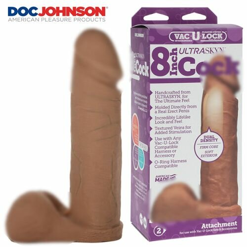 Doc Johnson Насадка для трусиков системы Vac-U-Lock UltraSKYN Caramel 8" (20 см х 5 см)