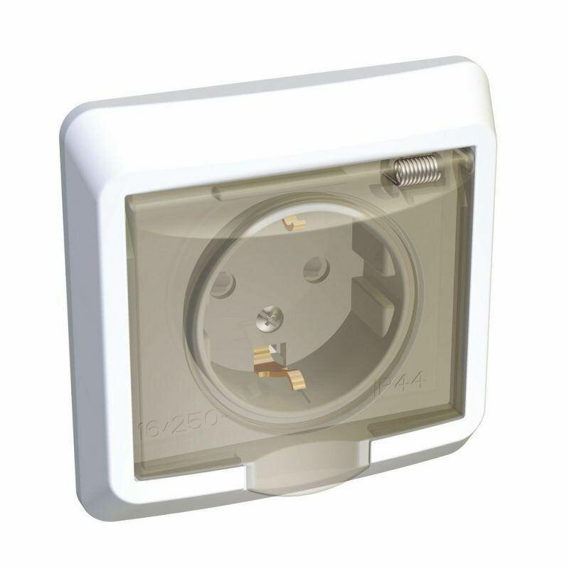 Schneider Electric Розетка 1-м СП Этюд IP44 с заземл. защ. шторки бел SchE PC16-044B