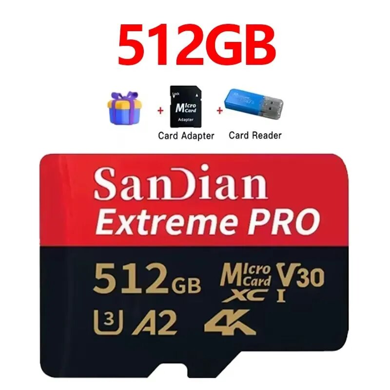 128GB 256GB 512GB Large Capacity Micro SD TF Card Brand New Stable Transmission Class10 Anti-drop Memory Card For Mobile Phone Адаптация игровых консолей, видеорегистраторов, камер и других устройств