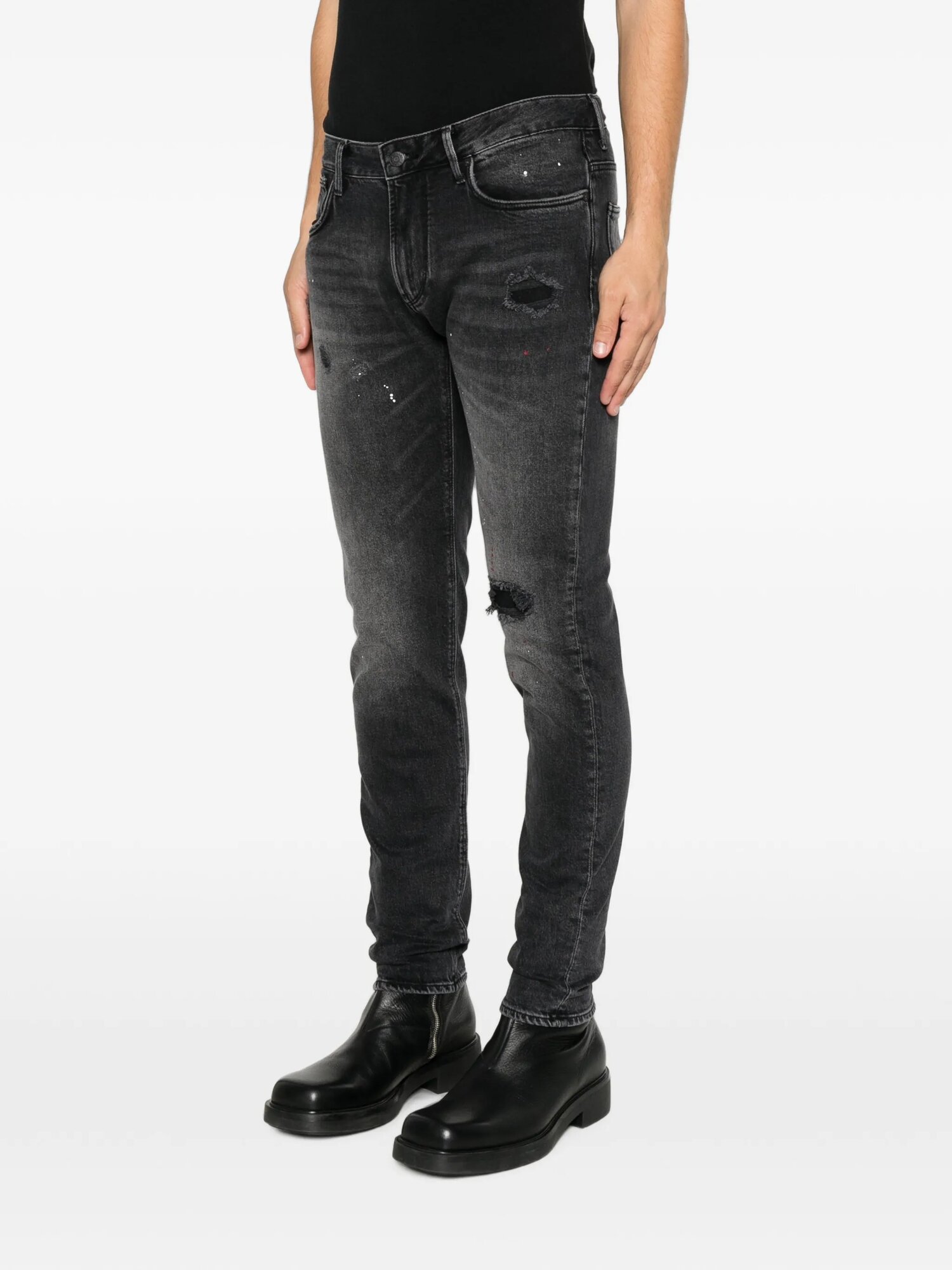Джинсы EMPORIO ARMANI Distressed paint-splatter jeans, размер L, серый — фото 1
