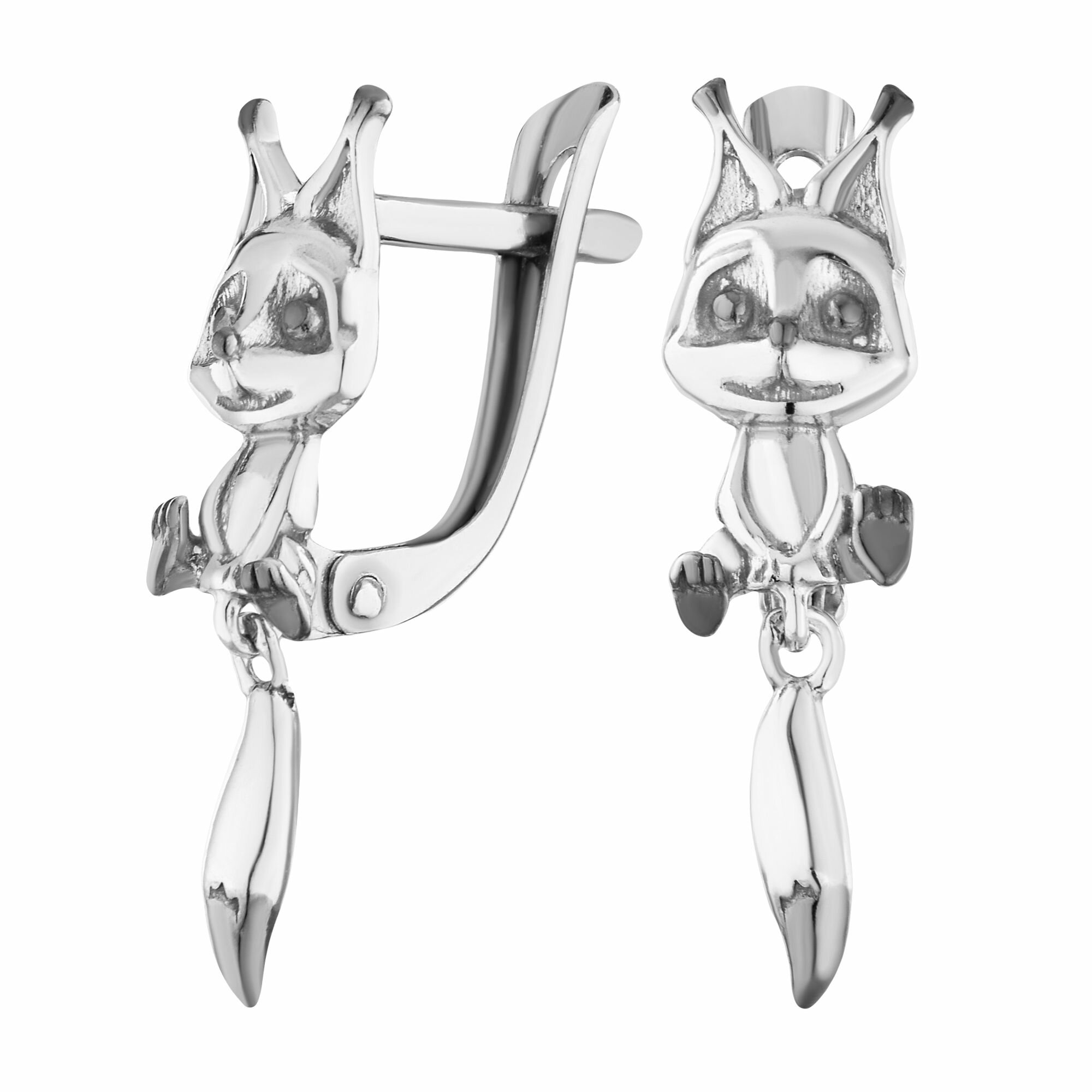 Серьги с подвесками, серебро, 925 проба, родирование