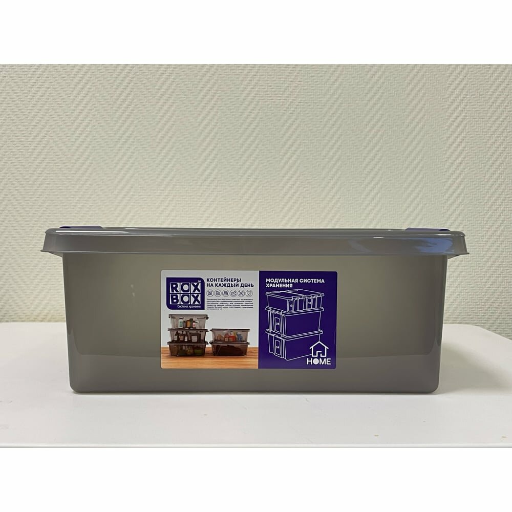 Ящик п/п Rox Box 400х235х155 10л. с крышкой на клипсах, цв. прозрачно-серый 28550 — фото 1