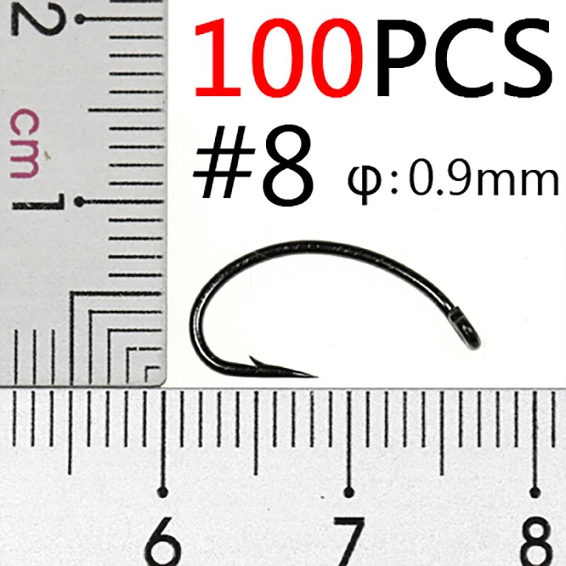 ICERIO Рыболовные крючки для вязания мушек #8-#16 100PCS Size8