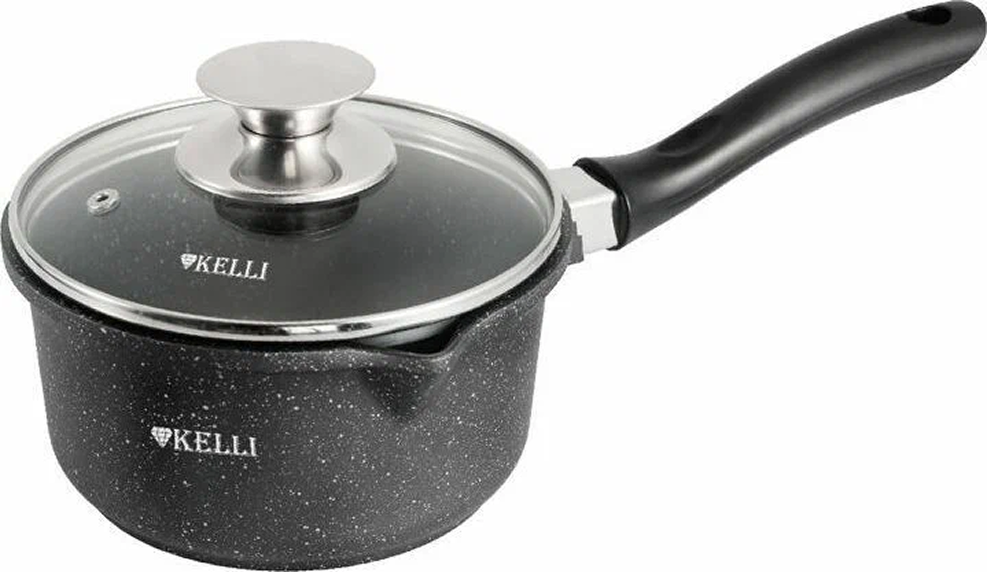 Ковш Kelli KL-4023-16, алюминий, гранитное антипригарное покрытие, 1.6 л