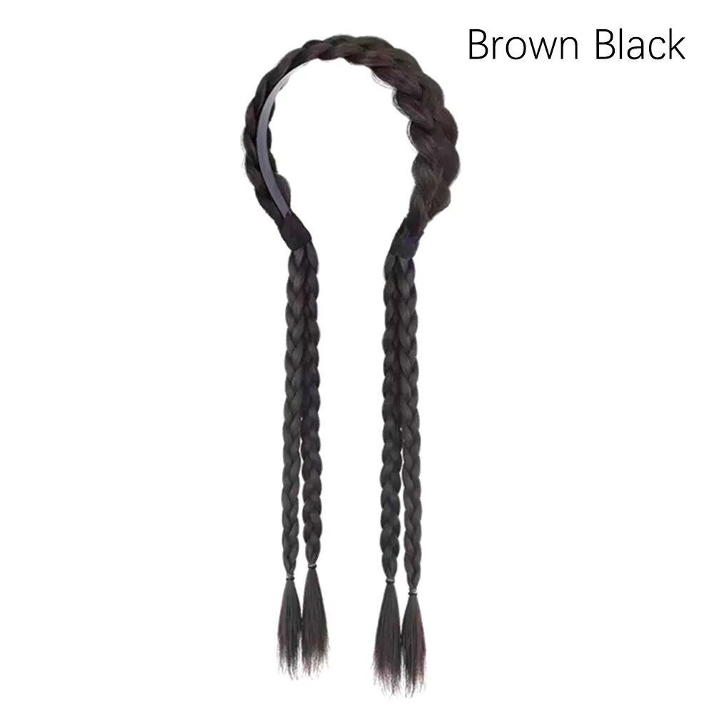 Ободок для волос с косой, brown black, 45 см