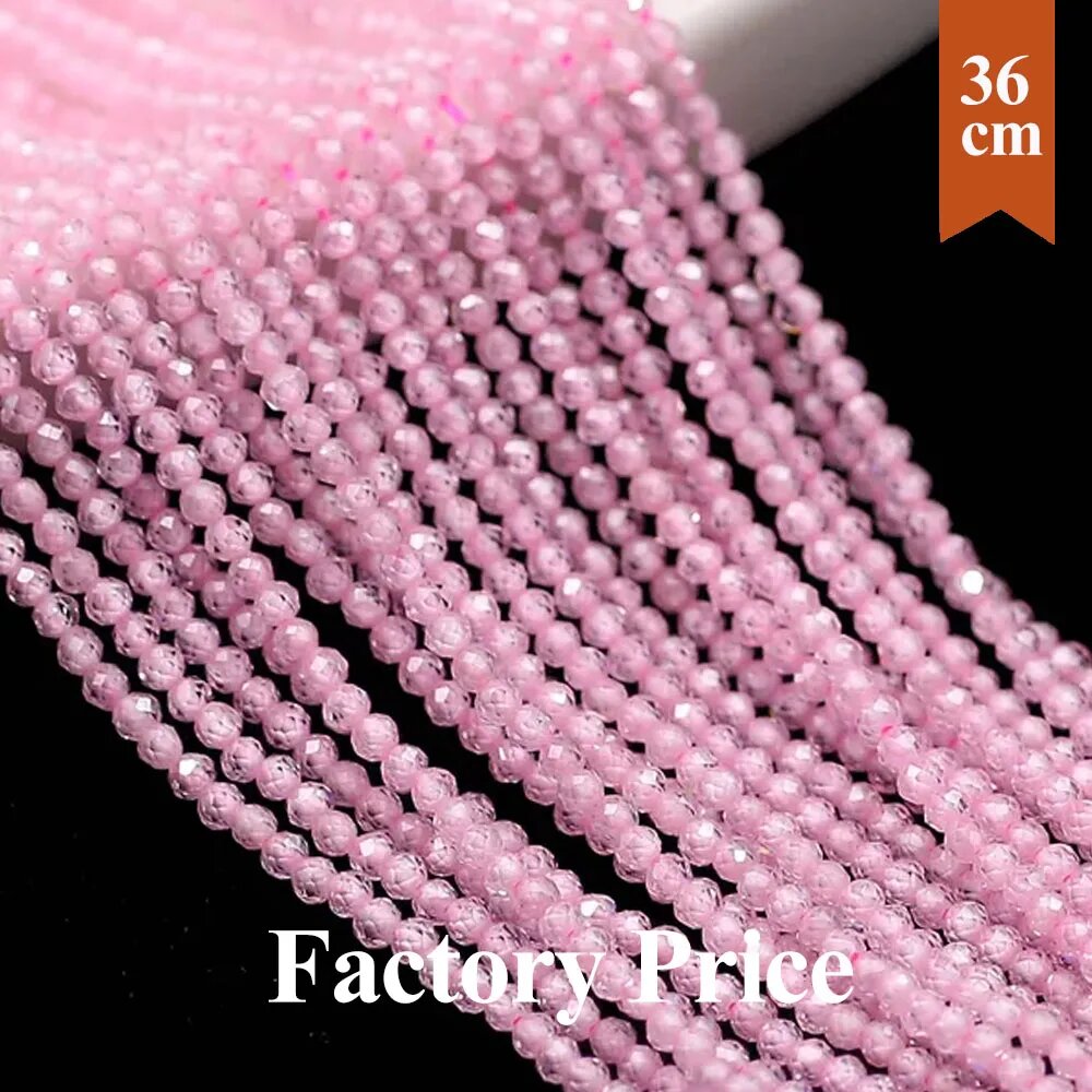 Натуральные цирконовые бусины 2мм 3мм для бижутерии 2mm(about 180pcs), Розовый, Pink