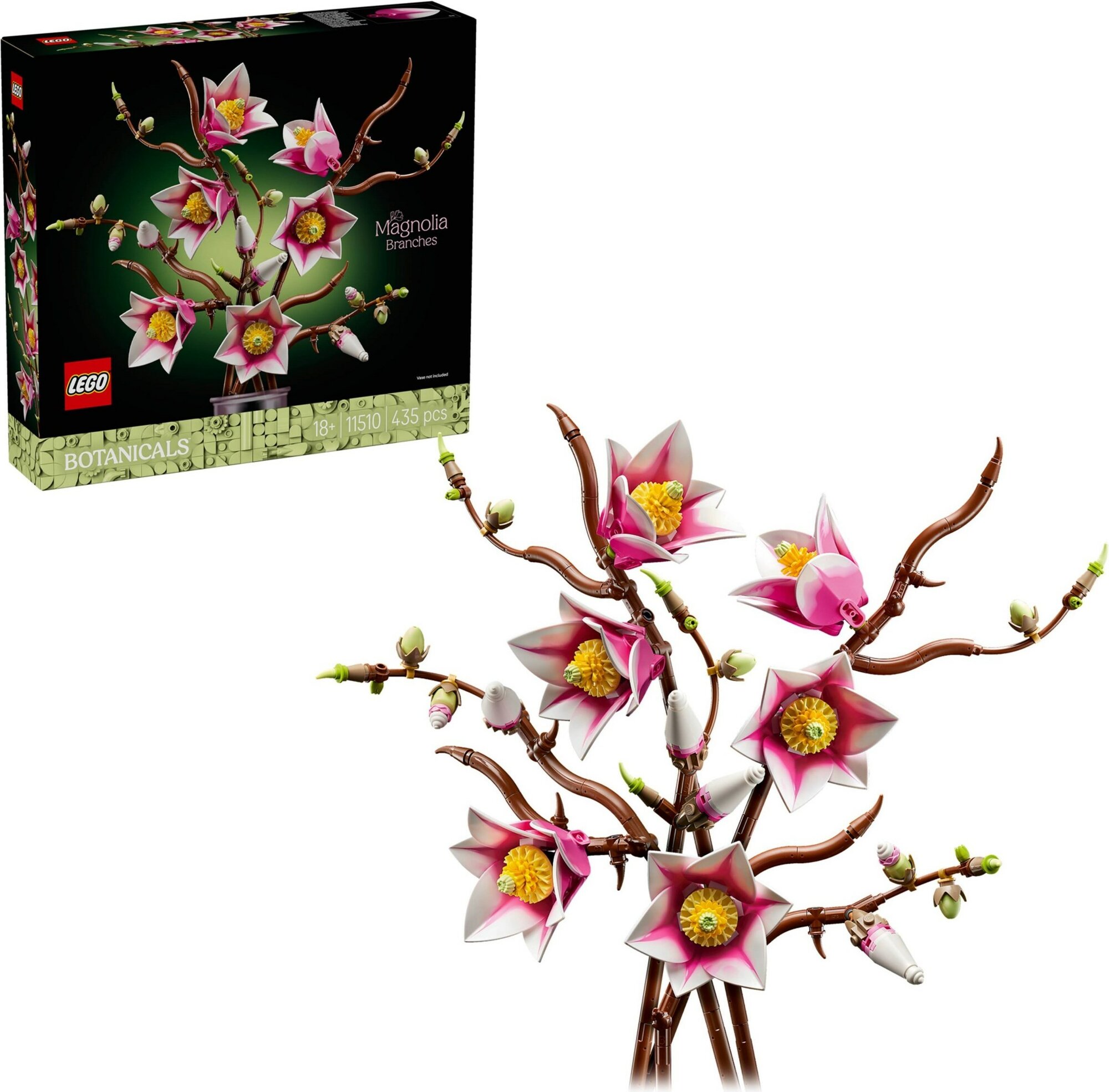 Конструктор LEGO Botanicals 11510 Ветви магнолии, розовый, 435 дет.