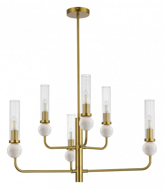 Люстра на штанге ST-Luce MEDEA SL1244.303.06 цвет плафона подвески Прозрачный, цвет арматуры Латунь