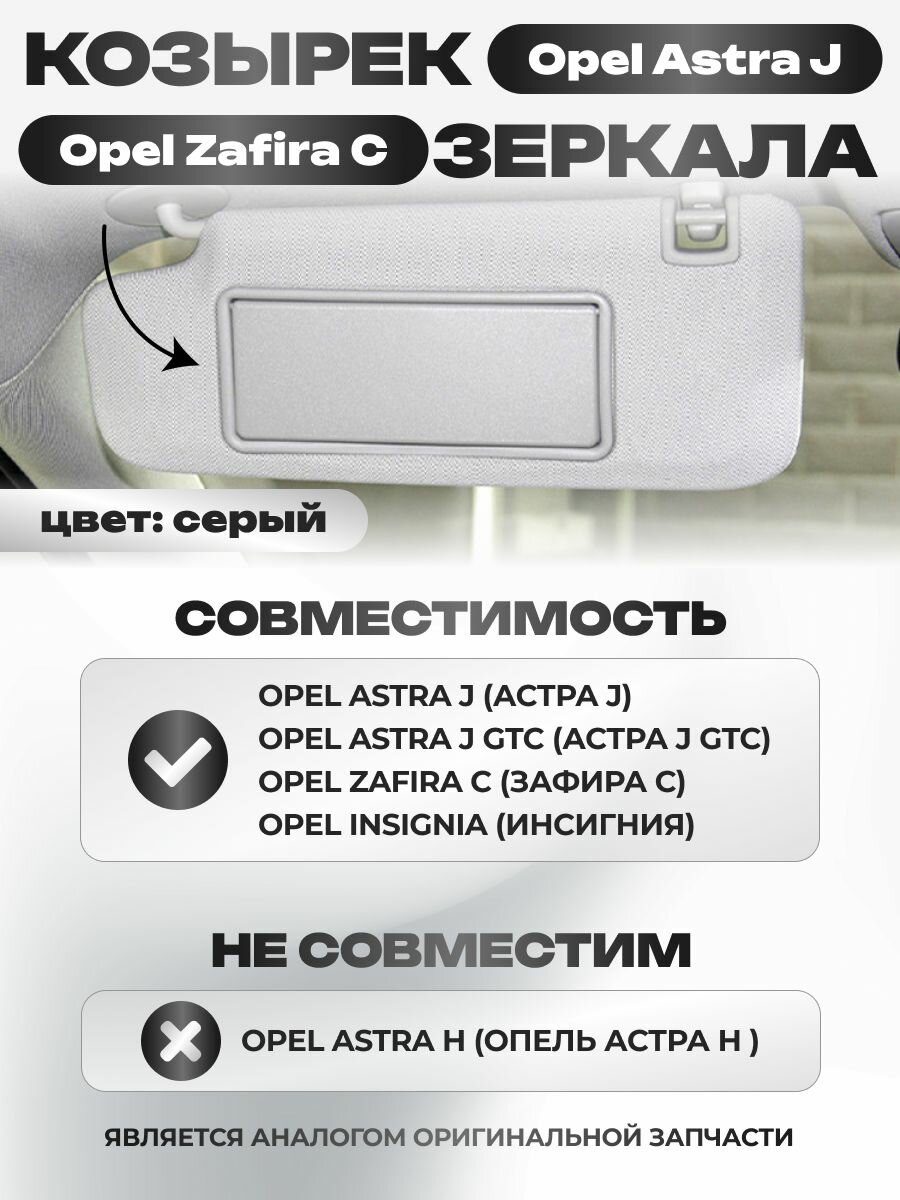 Крышка зеркала солнцезащитного козырька (козырек зеркала) Opel Astra J (Опель Астра), Opel Zafira C (Зафира С), Opel Insignia (инсигния)