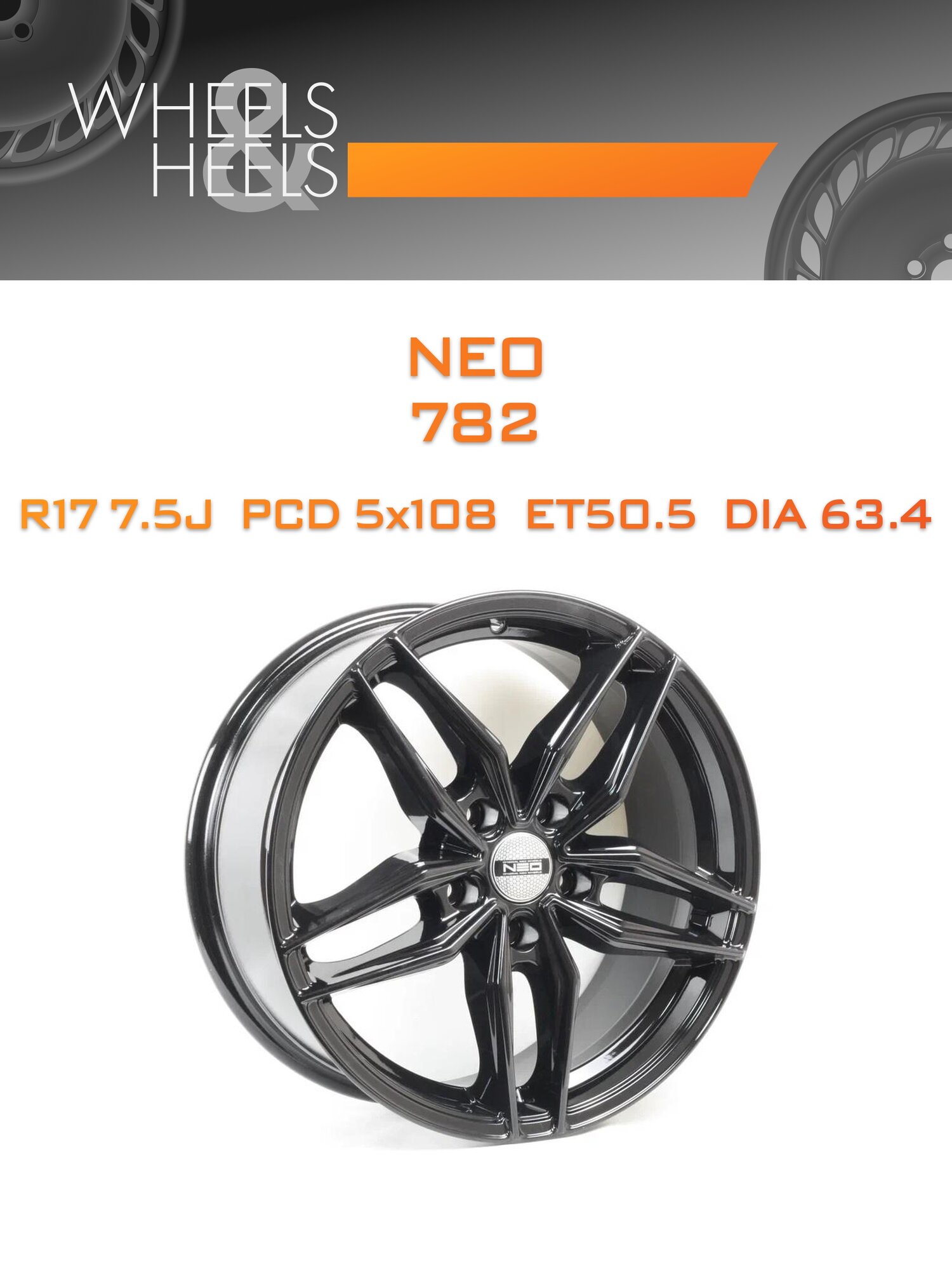 Диск автомобильный литой NEO 782 17x7.5 5x108 et50.5 dia63.4 Чёрный