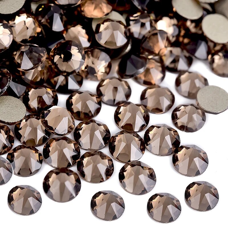Bobohoo Стразы стеклянные 16-резанные без горячей фиксации SS20 - 1440pcs, Smoked topaz