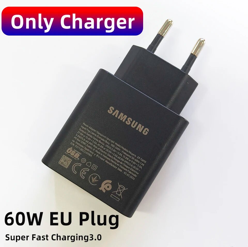 Зарядное устройство Samsung 60W EU Plug Super Fast Charging 3.0