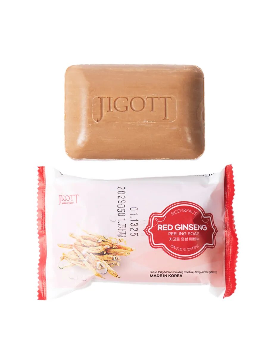 Jigott Мыло-скраб для лица и тела с экстрактом красного женьшеня / Red Ginseng Scrub Soap, 150 г