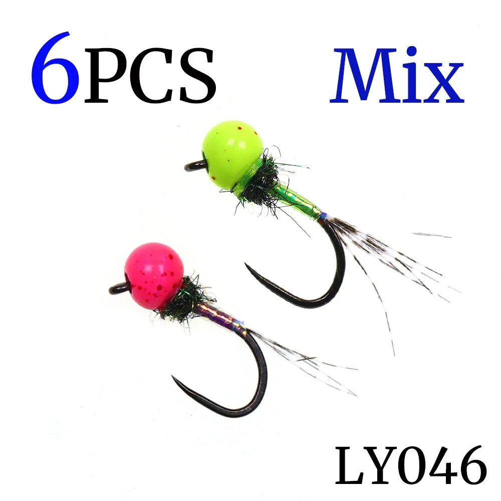 Рыболовные приманки ICERIO Perdigon Euro Nymph 6 шт. 6LY046 Mix
