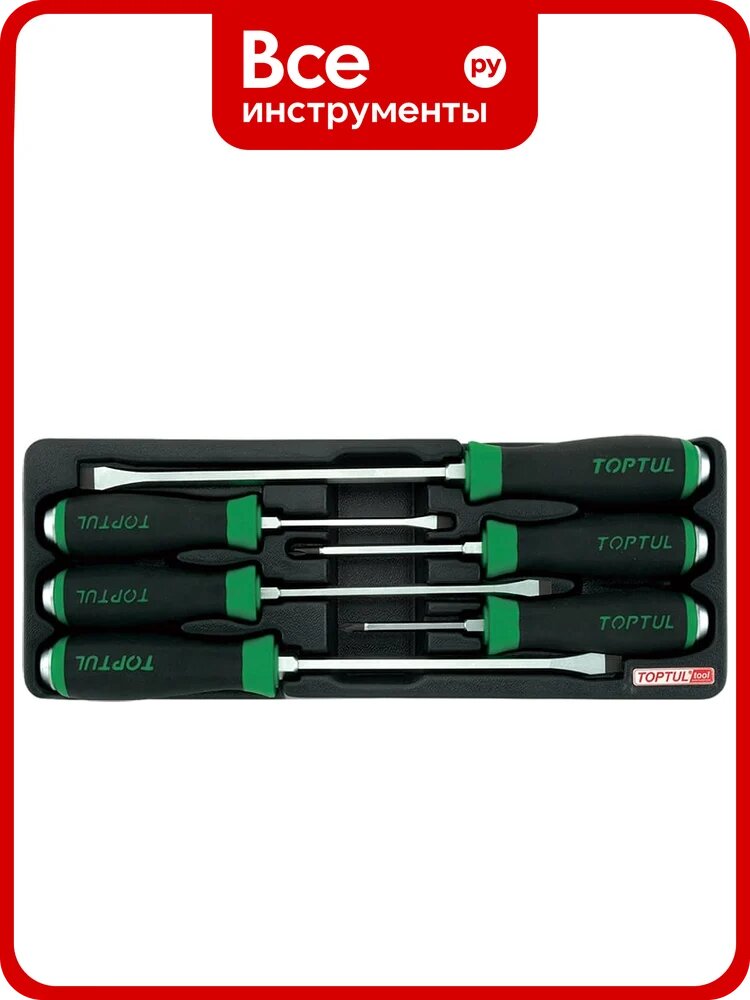 Набор ударных отверток TOPTUL PH, SL, 6 предметов, в ложементе GAAT0601