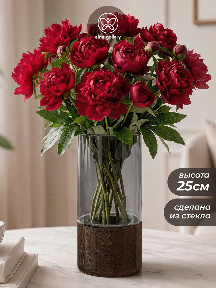 Ваза-подсвечник 2 л Elan Gallery графит/коричневый, стекло, 12х12х25 см