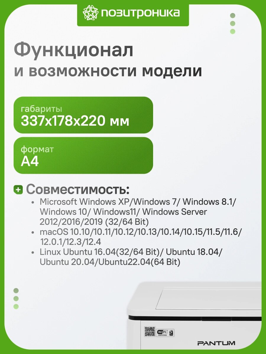 Принтер лазерный Pantum BP2300W черно-белый A4