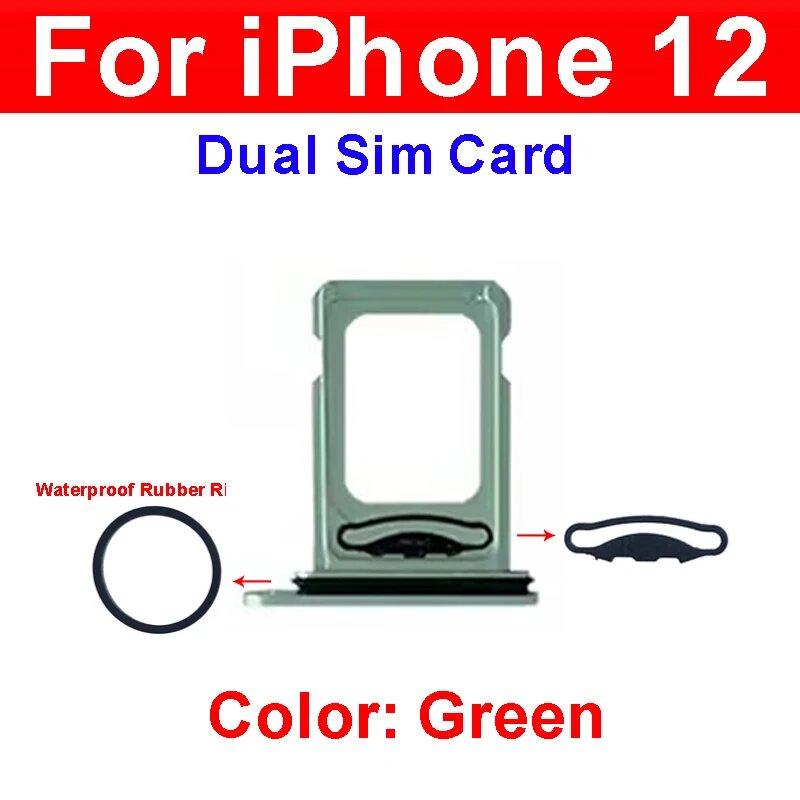 Лоток для SIM-карты для iphone 12, двойной держатель для одной SIM-карты, замена i12-Dual-Green