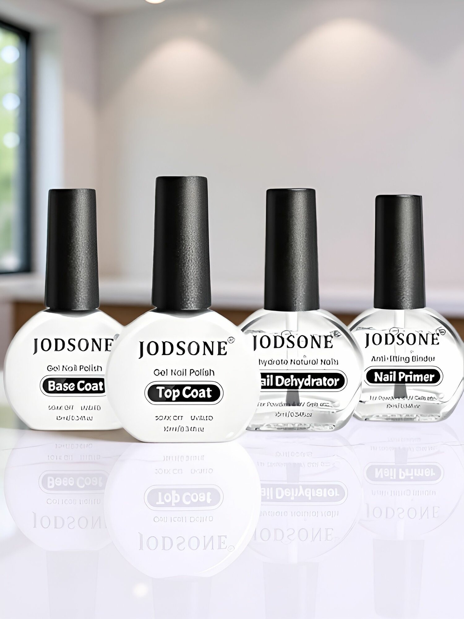 JODSONE Набор для маникюра 4 в1: Дегидратор, Праймер, База и Топ для гель-лака, 4*10 мл