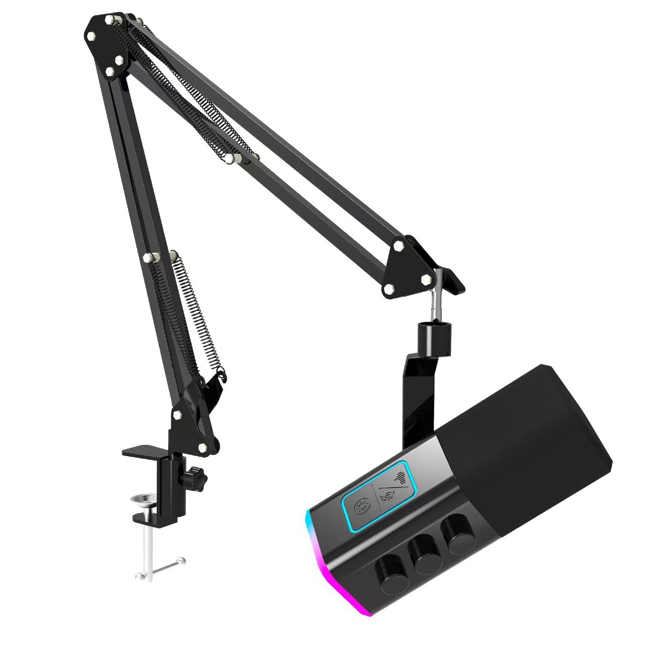 WM13 RGB игровой микрофон с регулируемой подставкой-мачтой и USB-кабелем, шумоподавление, динамический драйвер