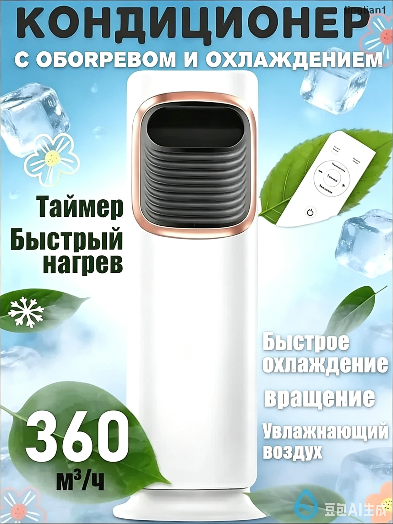 Портативный кондиционер, для дома, охлаждение и нагрев, белый