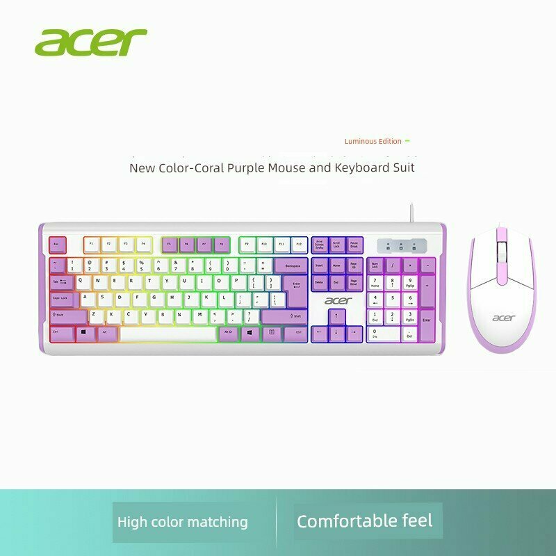 Комплект механической клавиатуры и мыши Acer для настольных компьютеров и ноутбуков, проводная внешняя клавиатура для