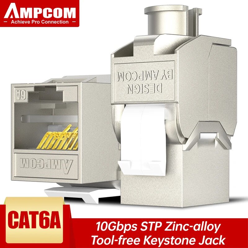 AMPCOM CAT6A RJ45 Keystone Jack, 12pcs