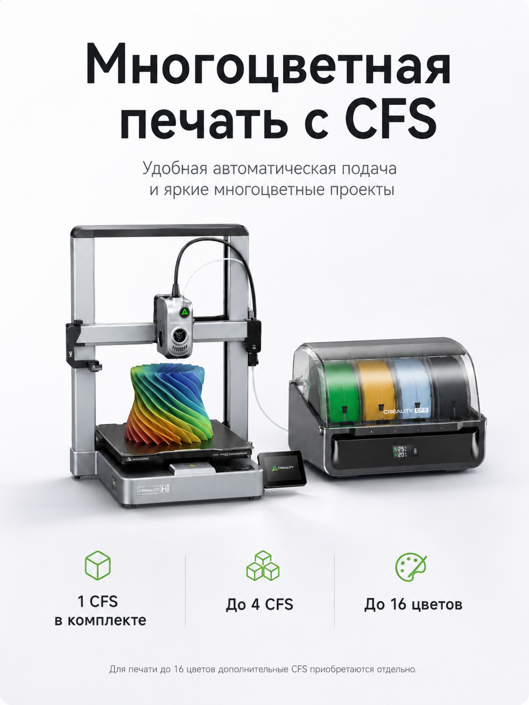 3D-принтер Creality Hi Combo с системой CFS, многоцветная печать, 260×260×300 мм, до 500 мм/с — фото 1