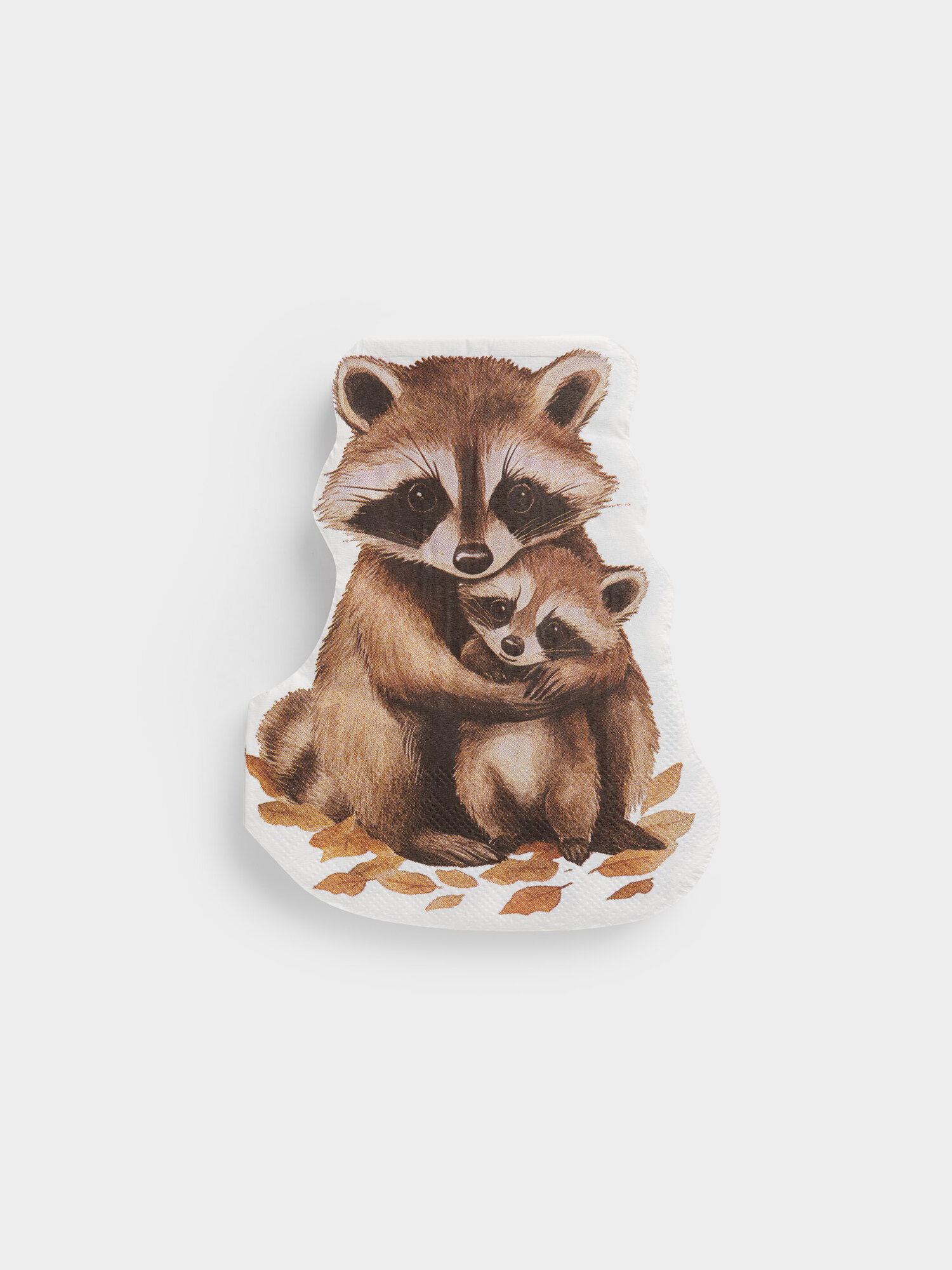 Салфетки бумажные, 27х33 см, 20 шт, фигурные, белые, Еноты, Raccoon