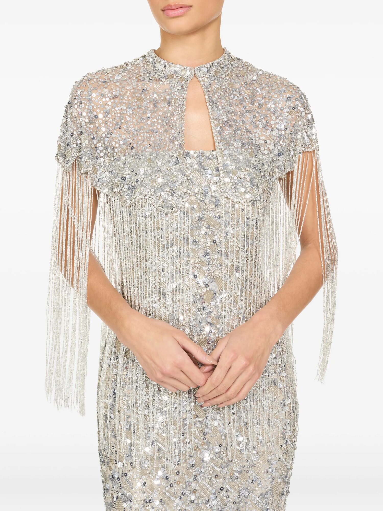 Накидка Jenny Packham Astralis, размер 16, серебристый/красный — фото 1