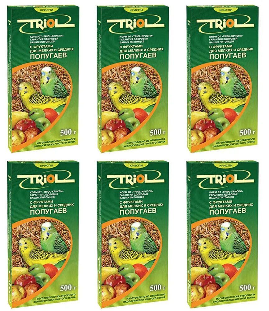 Triol Standard Корм для мелких и средних попугаев c фруктами, 500 г, 6 уп