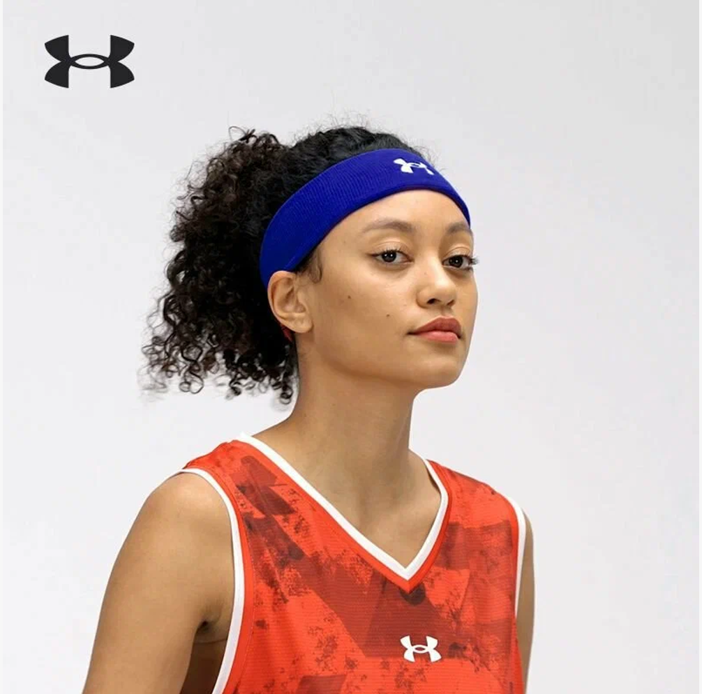 Повязка на голову Under Armour, для спорта, впитывающая пот, черная матовая