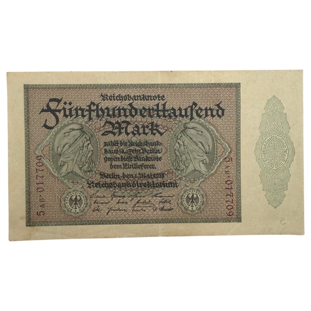 Веймарская республика (Германия) 500000 марок 1923 г. (01.05) (Серия 5AB по бокам)