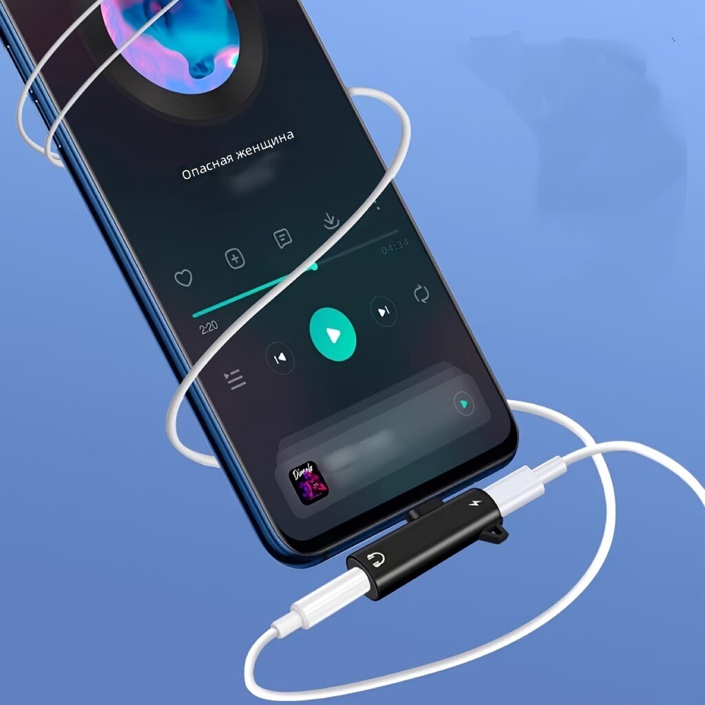 Переходник 2-в-1 USB Type-C на 3.5 мм аудио и Type-C с крючком, быстрая зарядка, с микрофоном, для телефонов