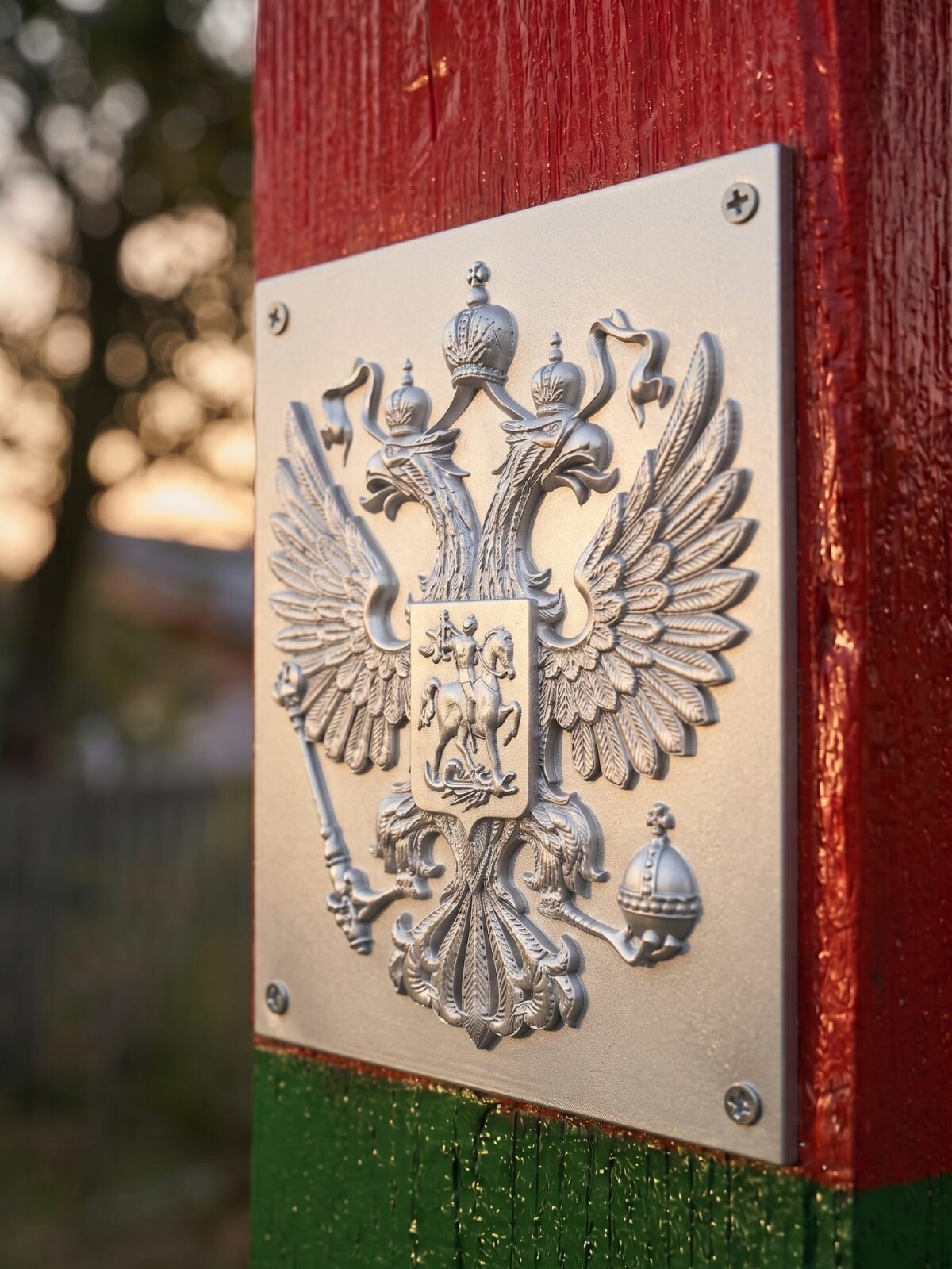 Барельеф табличка на пограничный столб герб россии 20х22