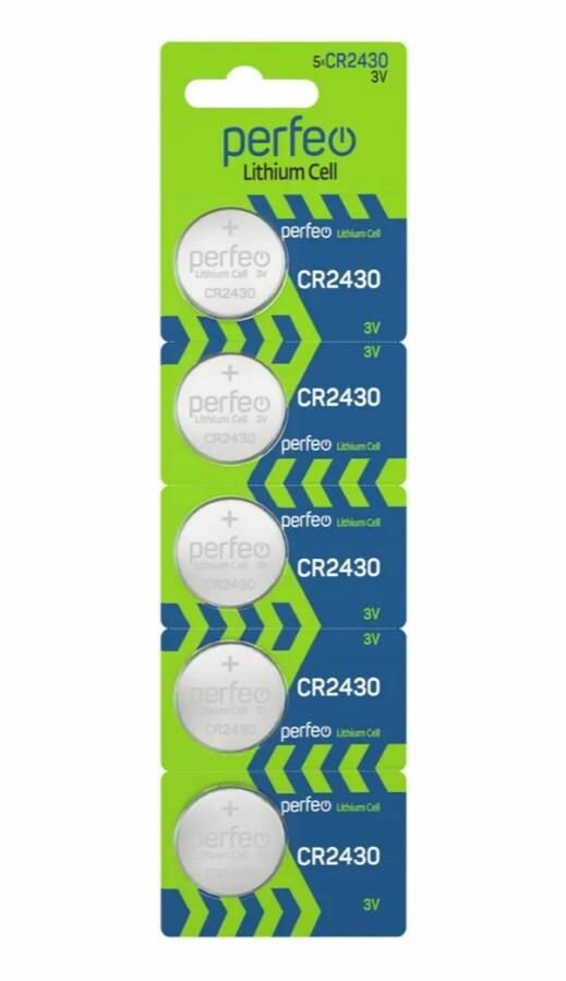 Дисковая батарейка Perfeo CR2430 Lithium Cell 3V BL5 PFCR2430/5BL