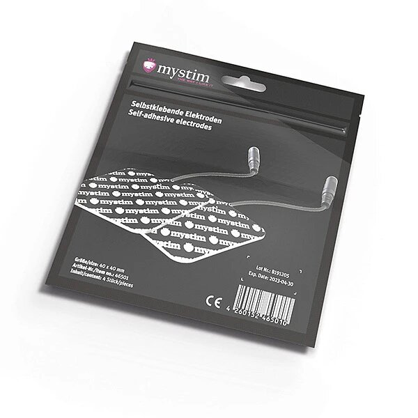 Электроды Mystim "e-stim", самоклеящиеся, многоразовые, 4 штуки