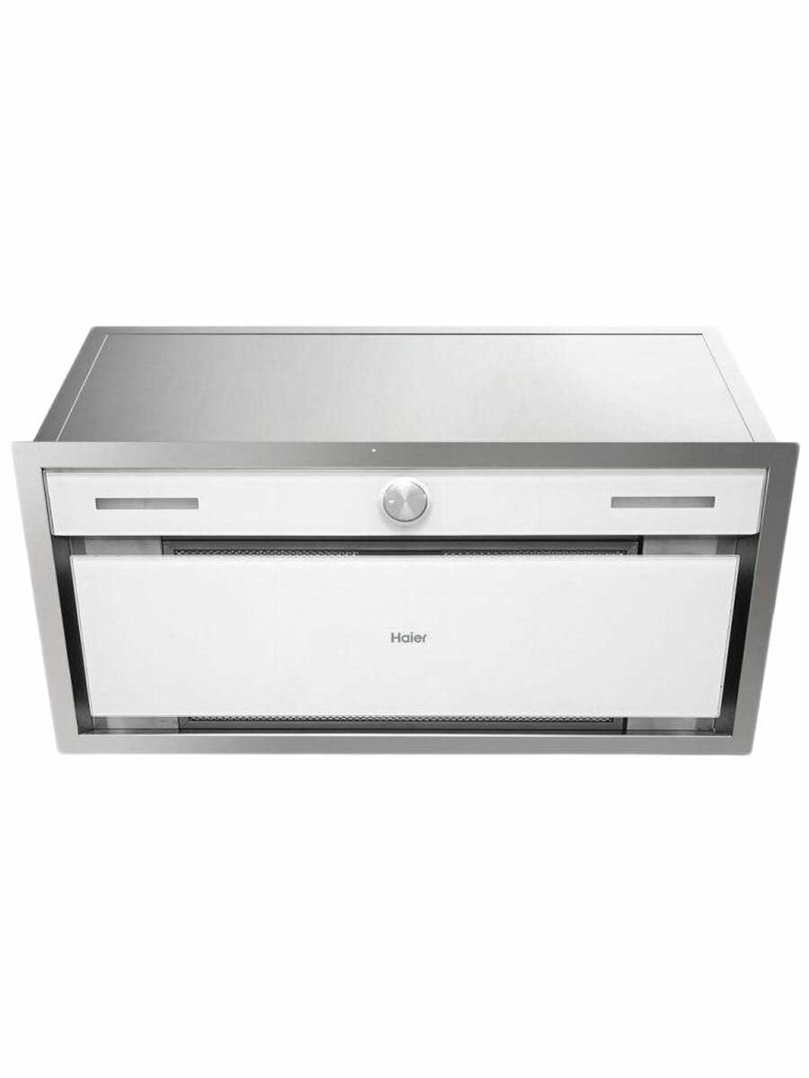 Кухонная вытяжка встраиваемая Haier HVX-BI664GW, 3 скорости, 560 куб. м/ч, 60 см, серебристый, белый