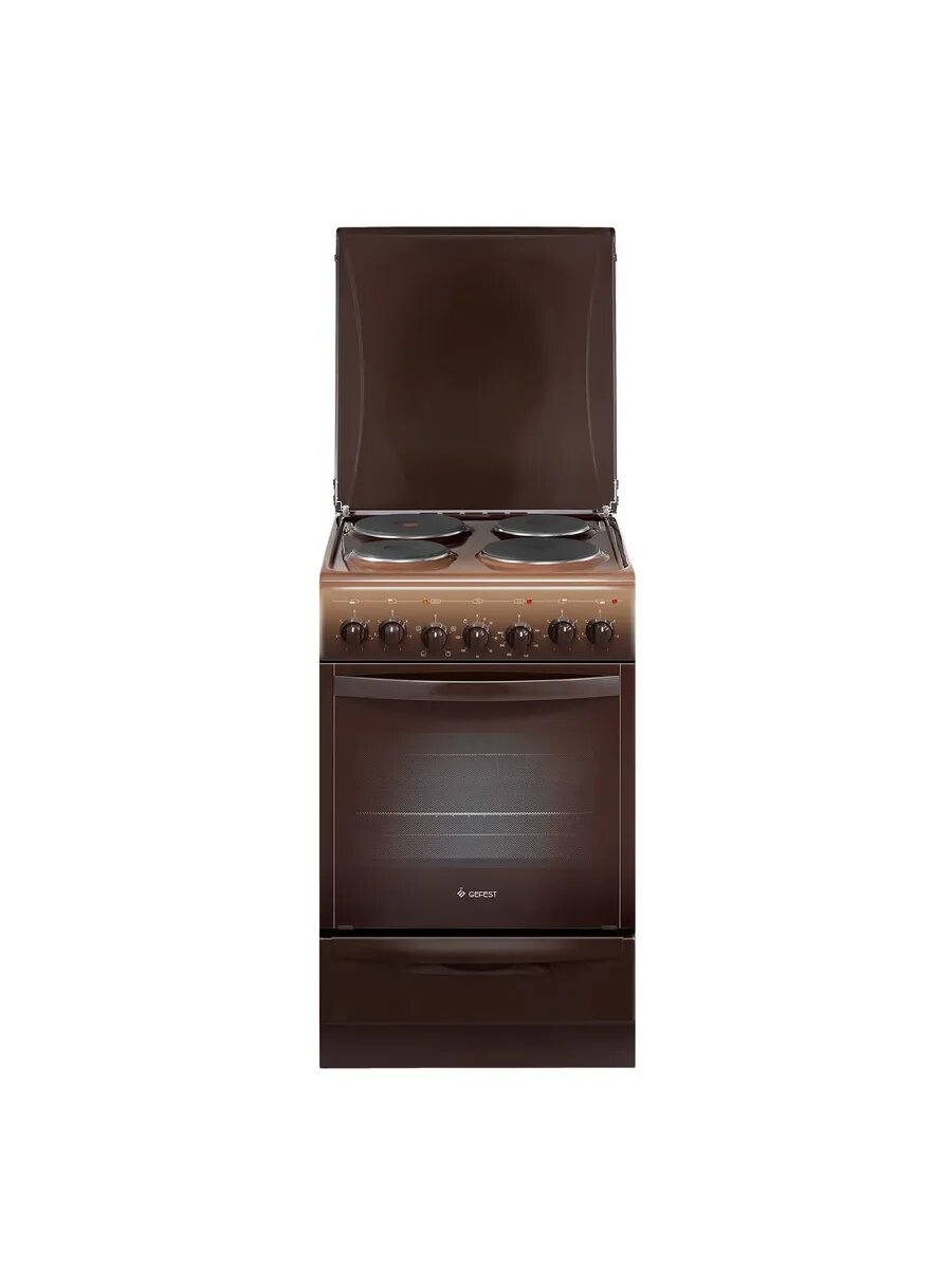 Плита GEFEST 5140-02, электрическая, 4 конфорки, 55л, коричневый