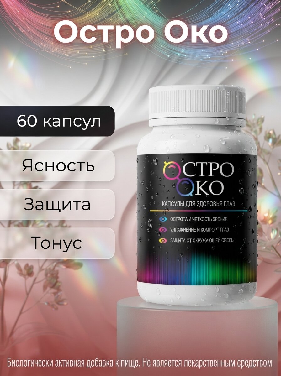 БАД для глаз для улучшения зрения Остро Око, для поддержки зрения, 60 шт. по 500 мг