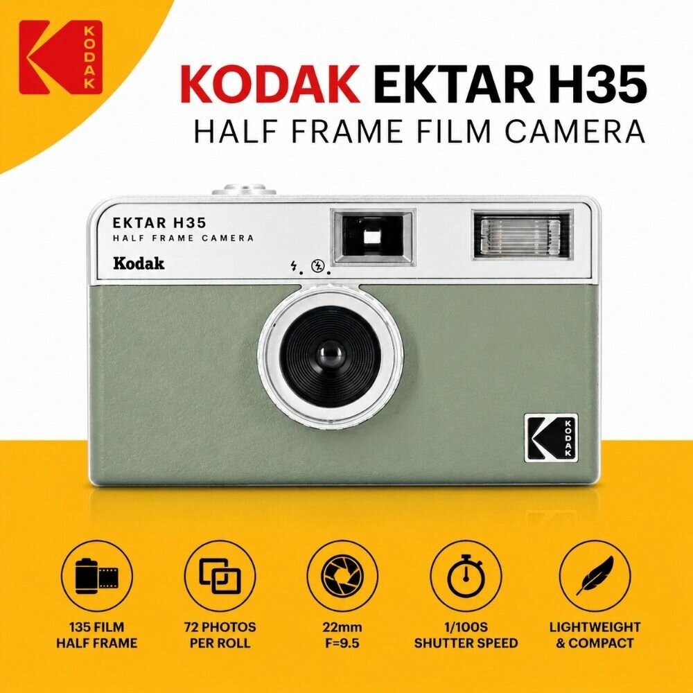 Kodak EKTAR H35 Пленочный Фотоаппарат 35 Мм Встроенная Вспышка