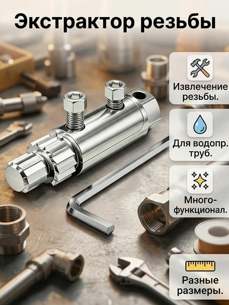 Экстрактор для сантехники многофункциональный, извлекатель резьбы крана, инструмент удаления остатков металла