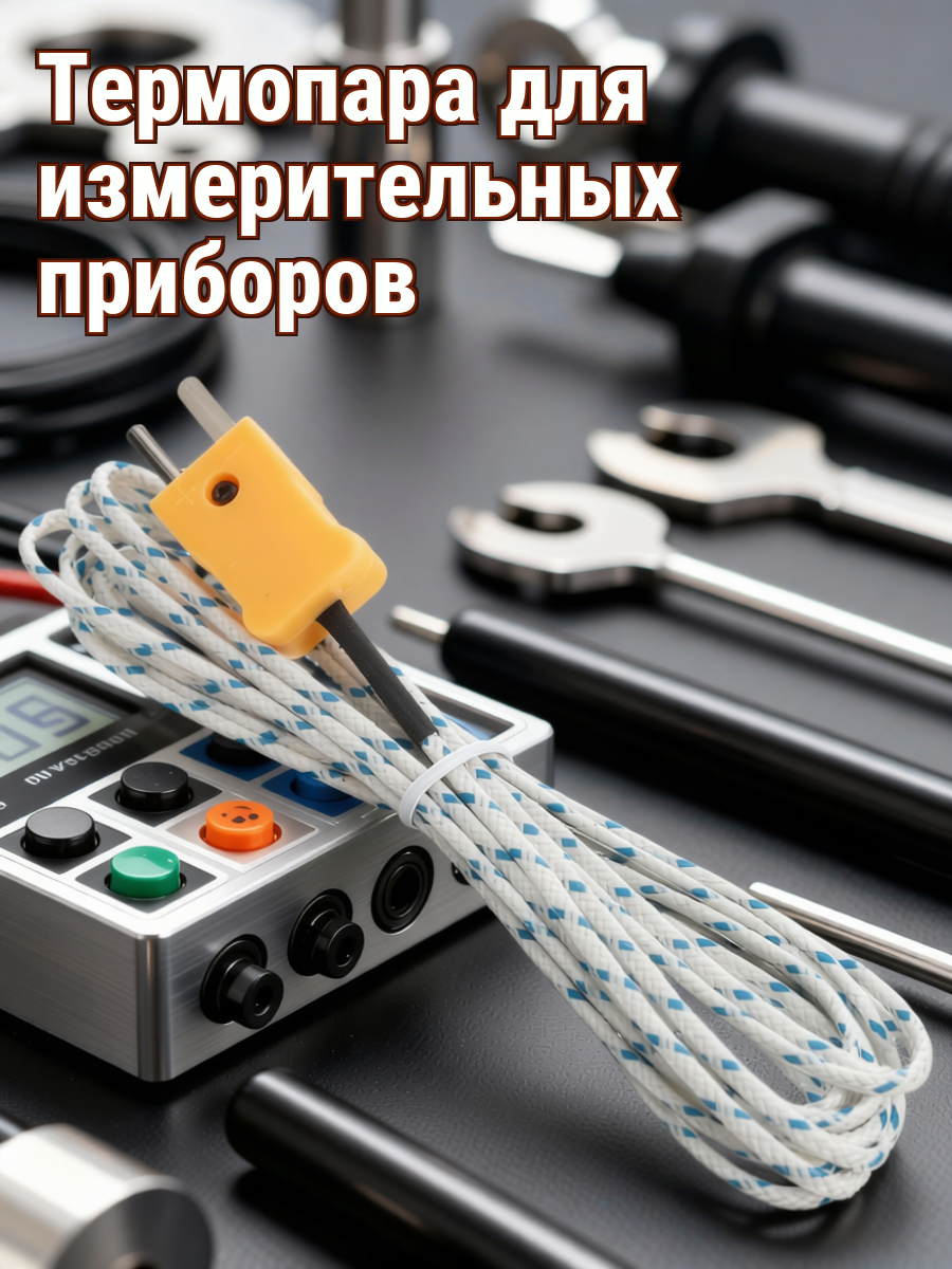 Провод к-типа с пластиковой изоляцией из фторопласта для измерения температуры длиной 3 метра