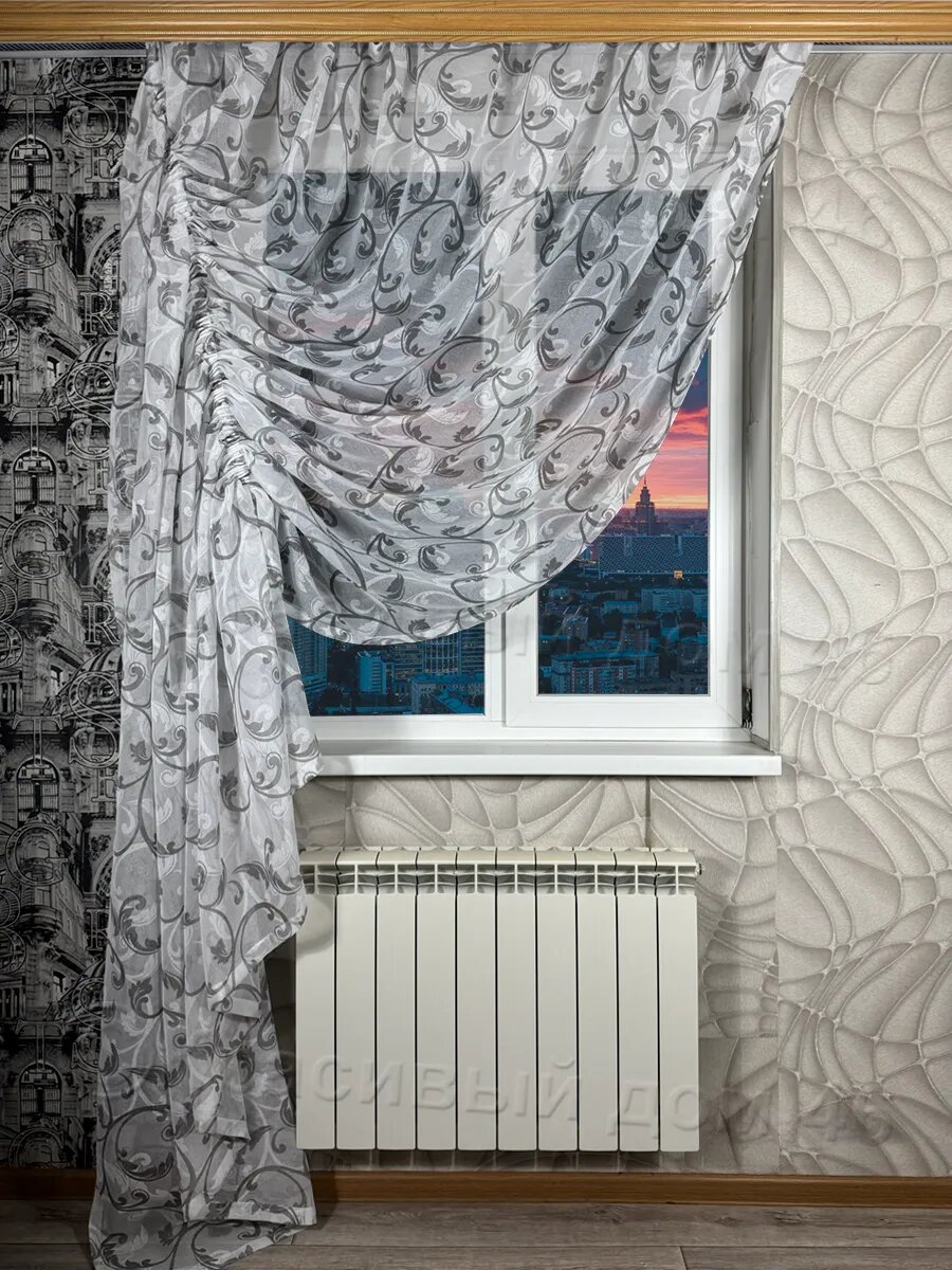 Тюль лён батист арка длинный (L) левый