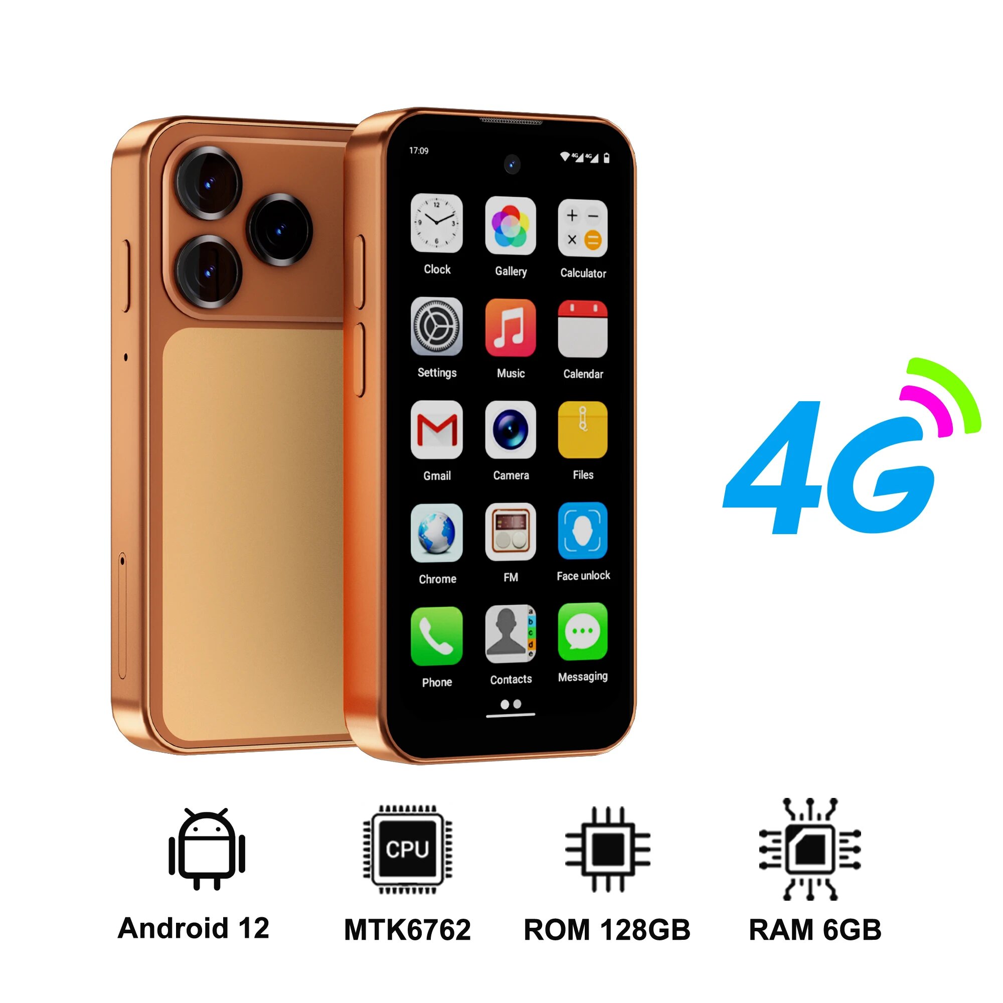 Смартфон SERVO 19Air Mini 4G LTE 6 ГБ+128 ГБ Коричневый, Оранжевый, 6ГБ, 128ГБ, Orange RAM6G ROM128G