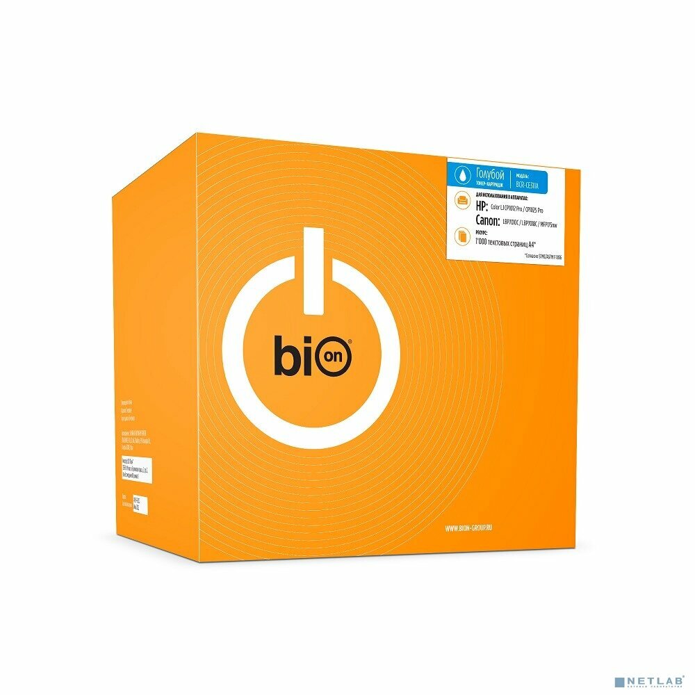 Bion BCR-CE311A Картридж для HP{ LaserJet CP1012 Pro/CP1025 Pro; Canon LBP7010C/LBP7018C/MFP175nw }(1000 стр.), Голубой, с чипом