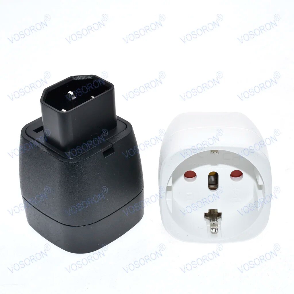 VOSORON Euro to C14 3 Pin Plug Adapter 10A 250V Black
