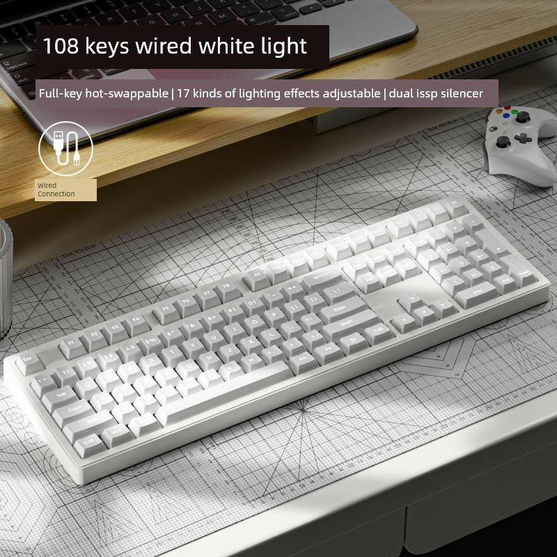 Механическая клавиатура Cherry MX RGB Red Switch Hot-Swap белая 108-клавишная проводная с белой подсветкой